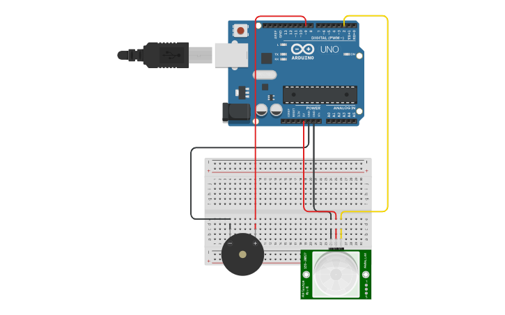 Circuit design Simple motion detector - Tinkercad