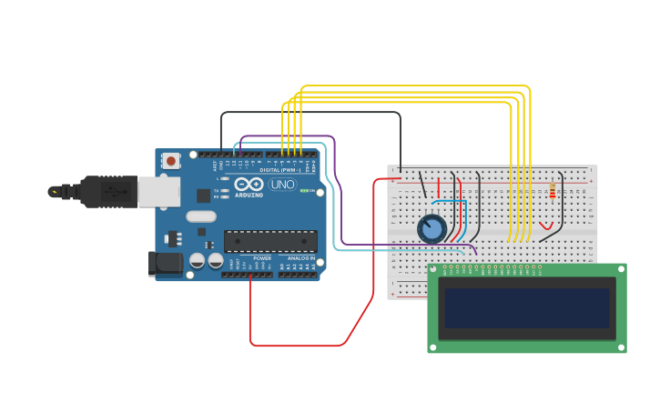 Circuit design LCD SCREEN - Tinkercad