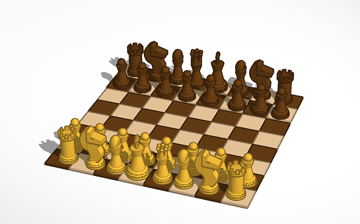3D design chess set with board - Tinkercad