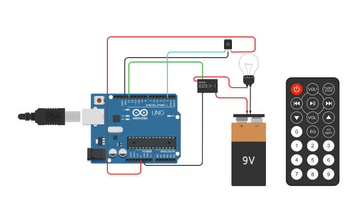 Circuit design IR remote and arduino - Tinkercad