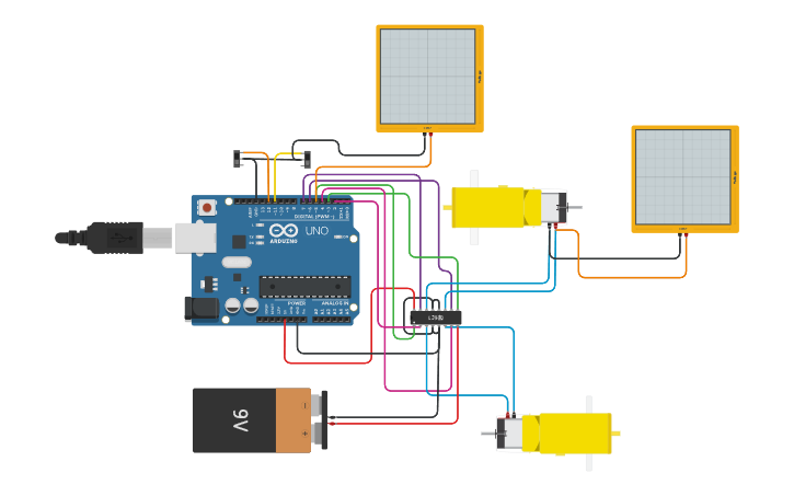 Circuit design Sistema de navegación autónoma con Arduino para un robot - Tinkercad