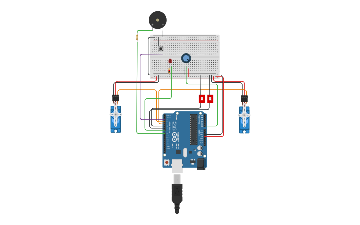 Circuit design servo motors - Tinkercad
