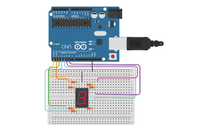 Circuit design PRACTICA DISPLAY HEXADECIMAL/DECIMAL - Tinkercad