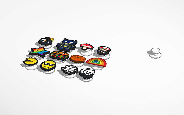 3D design 3d printable croc charms (pixel art) - Tinkercad