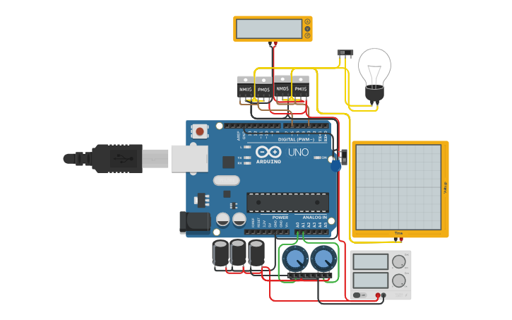 Circuit design DC to AC - Tinkercad