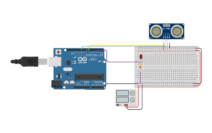 Circuit design Sensor de Velocidad con sensor ultrasónico - Tinkercad