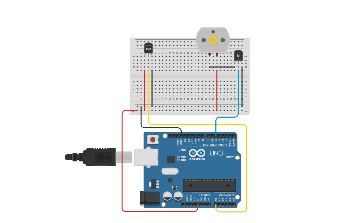 Circuit Design Temperature Controlled Fan Tinkercad