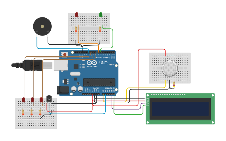 Circuit Design Gas And Temperature Detection Tinkercad
