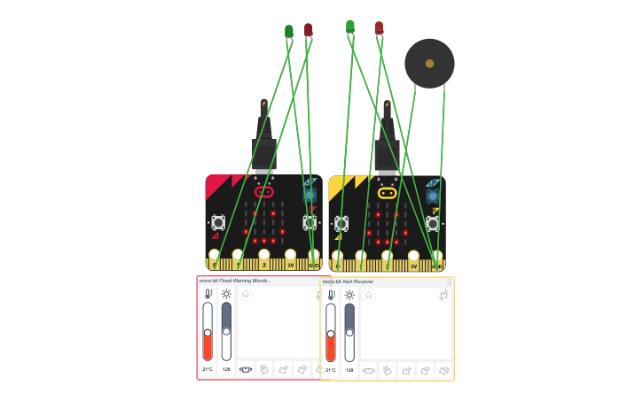 Circuit Design Flood Warning System Micro Bit Wiring And Code Tinkercad