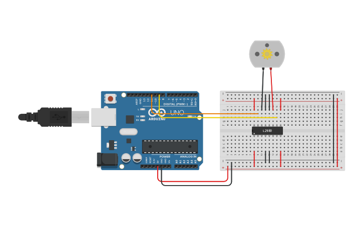 Circuit design DC motor control - Tinkercad