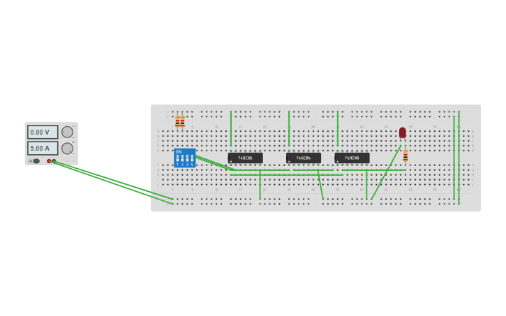 Circuit design (AB+A'B')(A'B+AB') - Tinkercad
