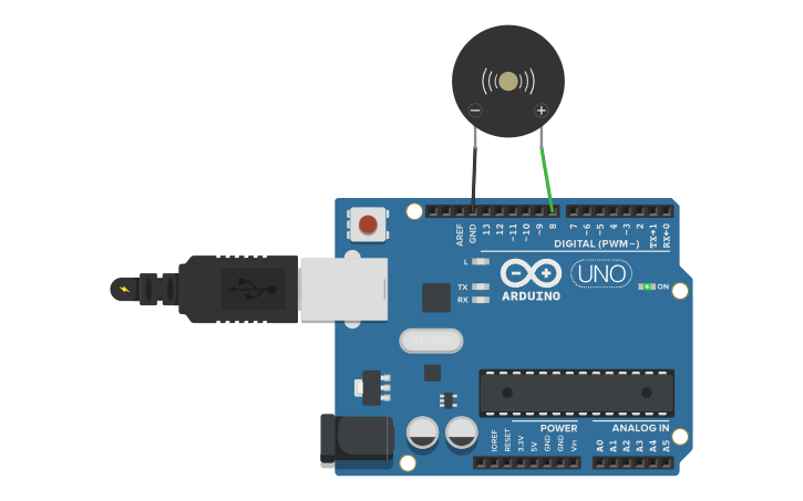 Circuit design buzzer and push button using Arduino - Tinkercad