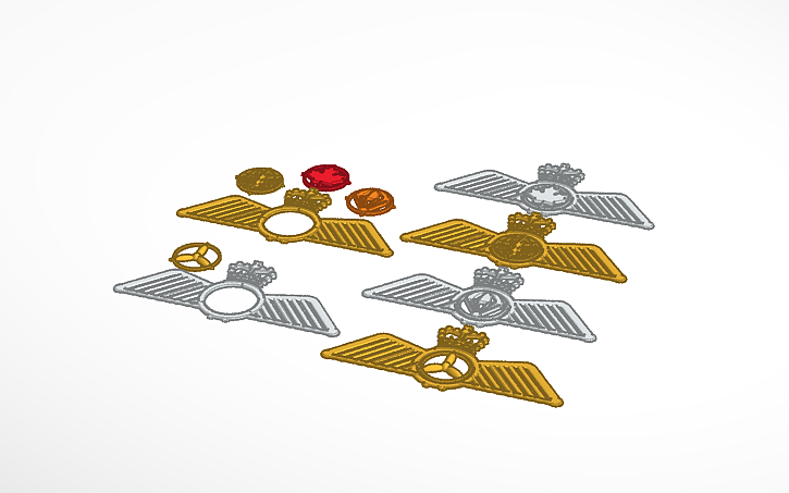 3D design RCAF Aircrew Wings-SarTech dual color Center - Tinkercad
