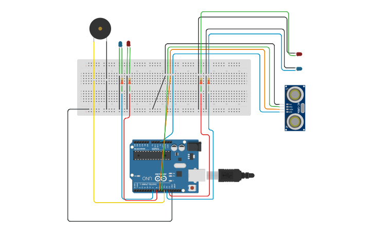 Circuit design Motion Detector with alarm - Tinkercad