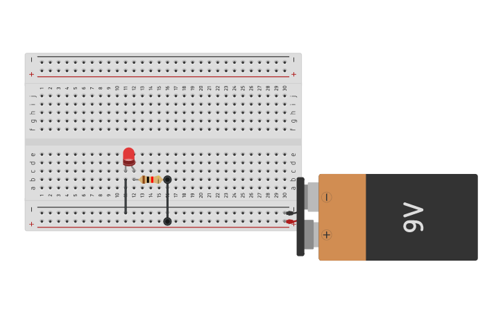 Circuit design breadboard - Tinkercad