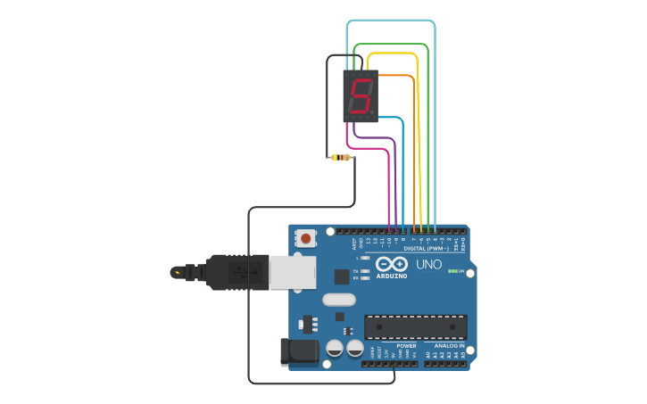 Circuit design Segment display_Common Anode - Tinkercad