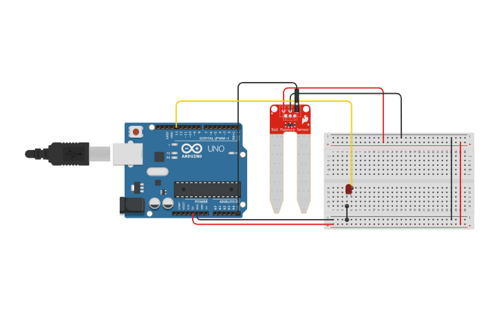 Circuit design sensor de humedad - Tinkercad