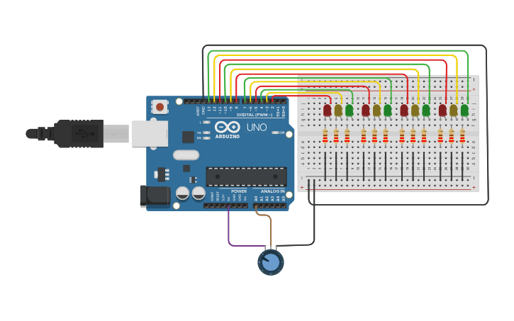 Circuit design Smart Traffic Light System - Tinkercad