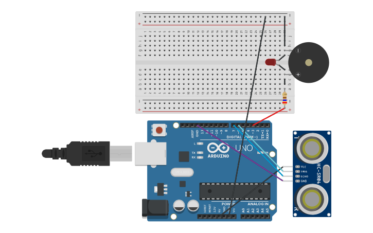 Circuit Design Distance Sensor Tinkercad