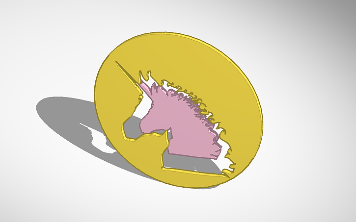 3D design unicorn coin - Tinkercad