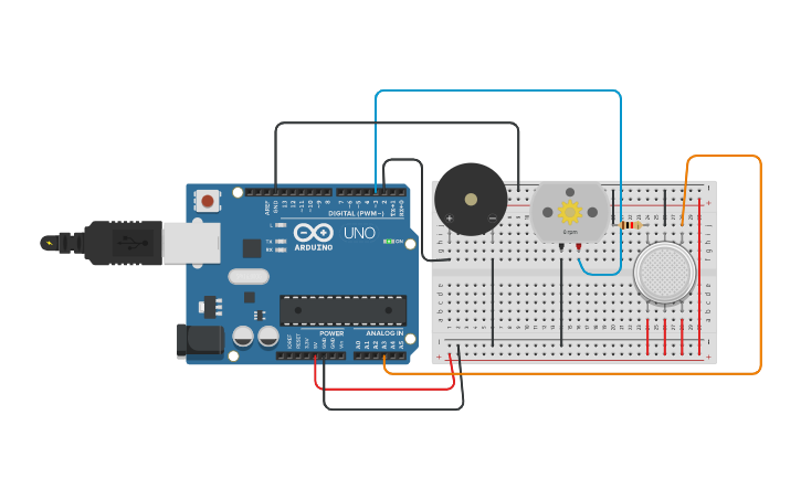 Circuit design Smoke Alarm With Exhaust Fan - Tinkercad