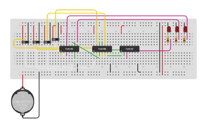 Circuit design 2 bit adder - Tinkercad