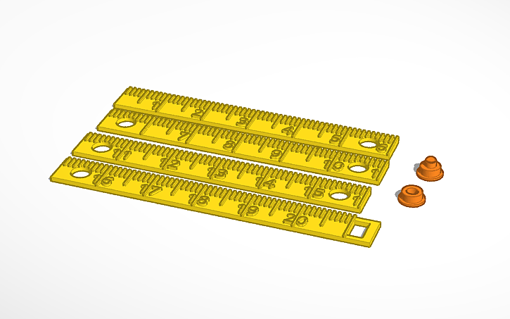 3D design Folding ruler - Tinkercad