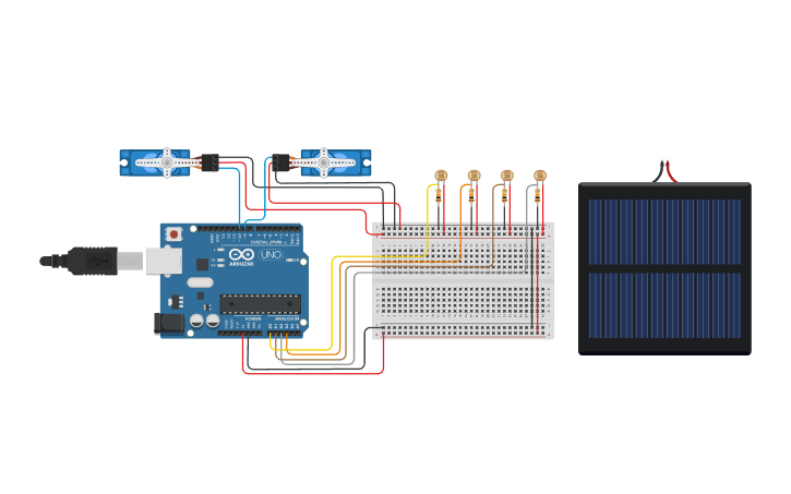 Circuit design Dual Axis Solar Tracker - Tinkercad
