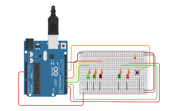 Circuit design Semáforo - Tinkercad