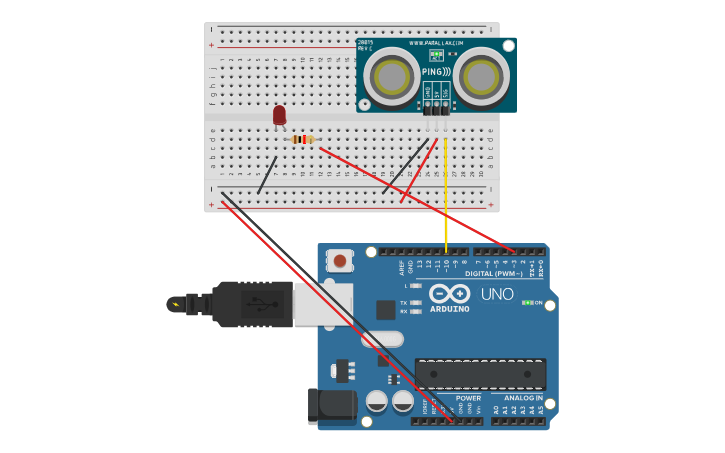 Circuit design Led SENSOR DE ´PROXIMIDAD - Tinkercad