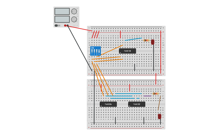 Circuit design Teorema De Morgan - Tinkercad