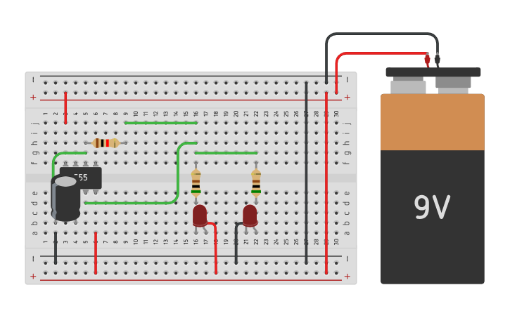 Circuit design Railroad Crossing Flashing Lights - Tinkercad