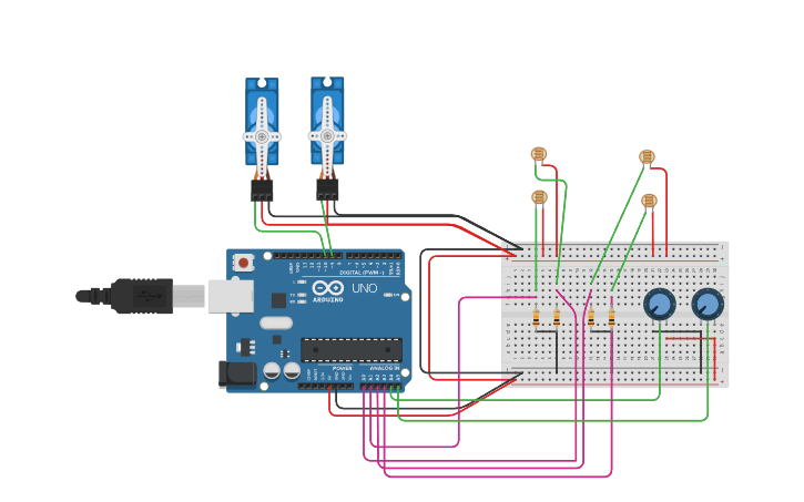 Circuit design Dual Axis Solar Tracker - Tinkercad