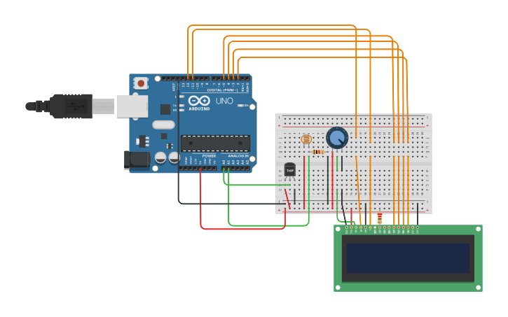 Circuit design Weather Monitoring System - Tinkercad