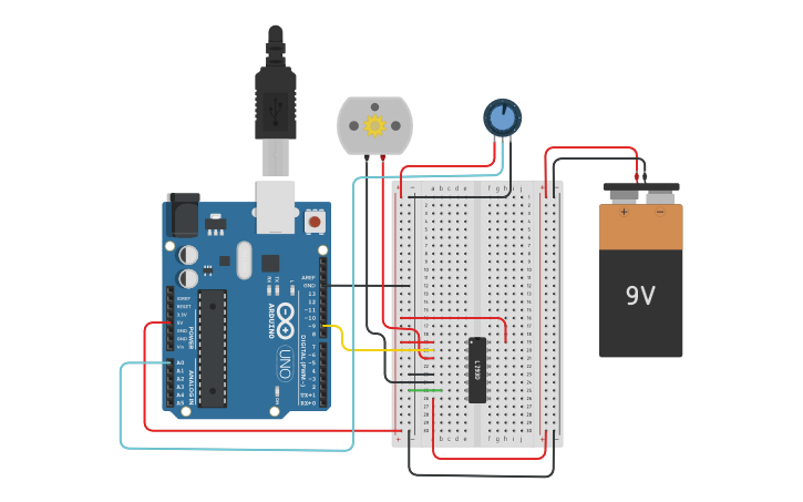 Circuit Design Dc Motor Control Using Pot Tinkercad