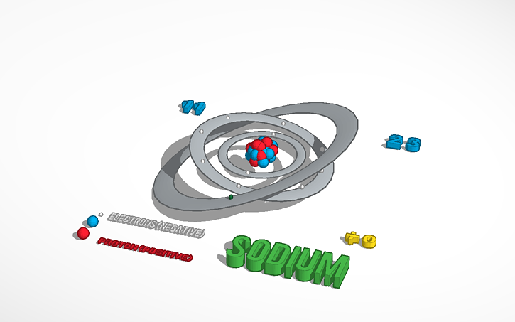 3D design Sodium Atom model - Tinkercad