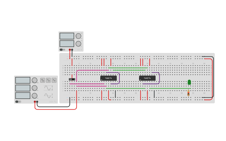 Circuit design Registrador Serial-In, Serial-Out - Tinkercad
