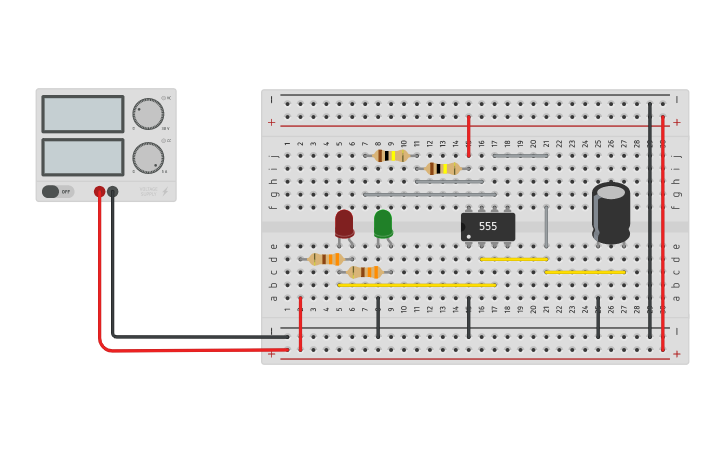 Circuit design Semaforo con 555 - Tinkercad