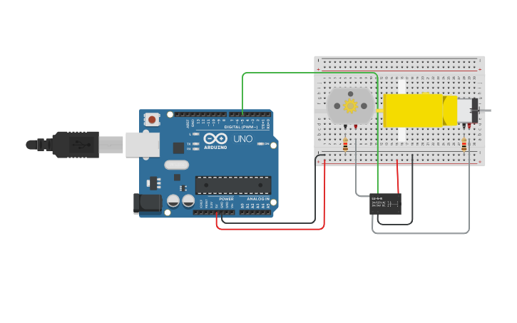 Circuit design IOT system to run motors using relay - Tinkercad