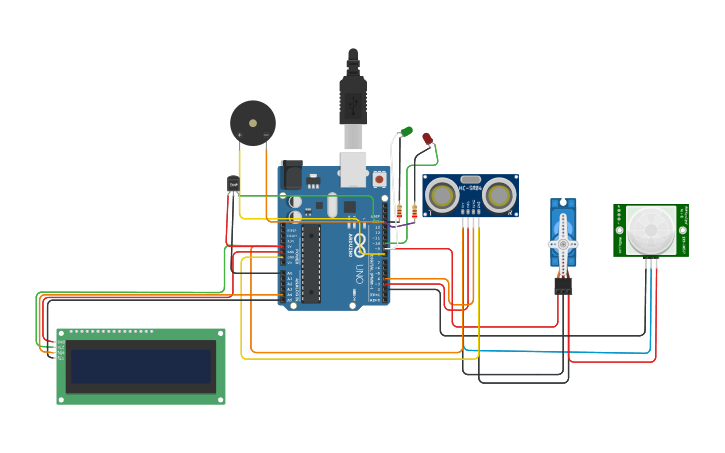 Circuit design Smart Dustbin - Tinkercad
