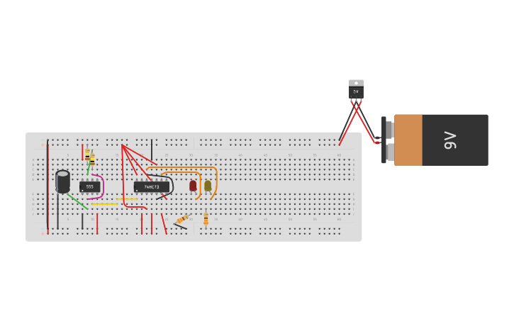 Circuit design 2-Bit Asynchronous Binary Counter - Tinkercad