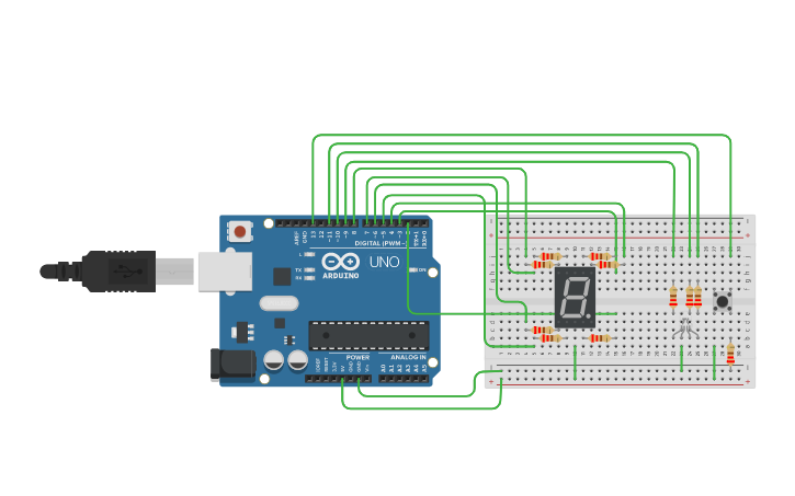 Circuit Design Seven Segment Display Using Arduino Tinkercad