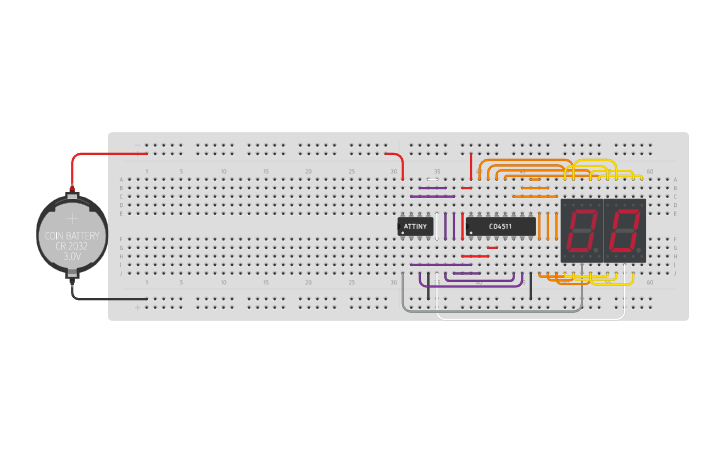 Circuit design Fibonacci series - Tinkercad