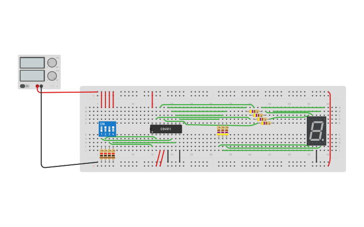 Circuit design Decoder 4511 (BCD-7 segmenti) - Tinkercad
