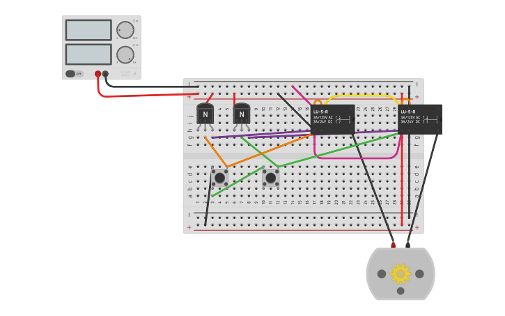 Circuit design cambio de dirección de un motor dc - Tinkercad