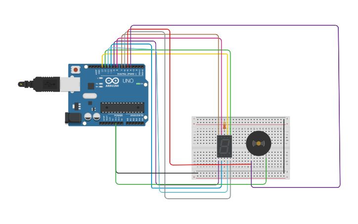 Circuit design Display de 7 segmentos - Tinkercad