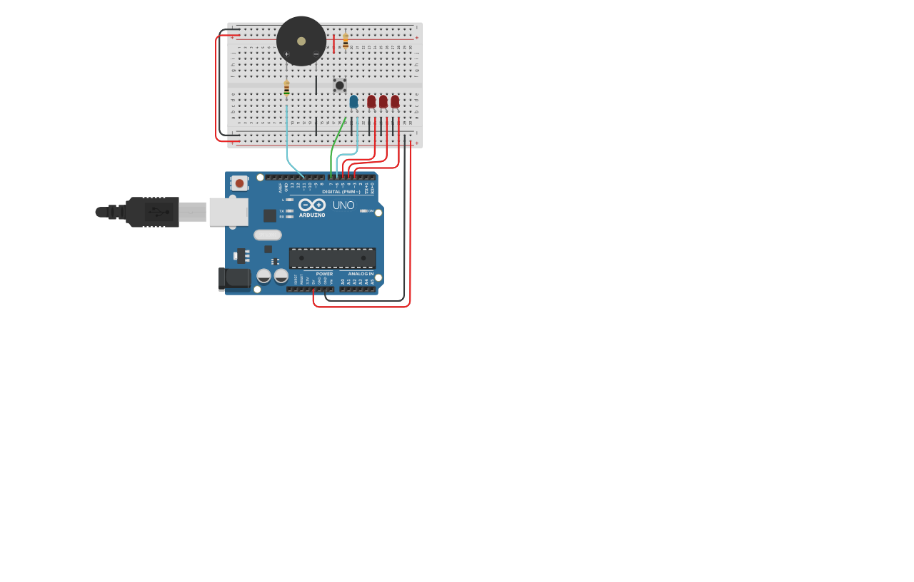 Circuit design Arduino Morse Code - Tinkercad