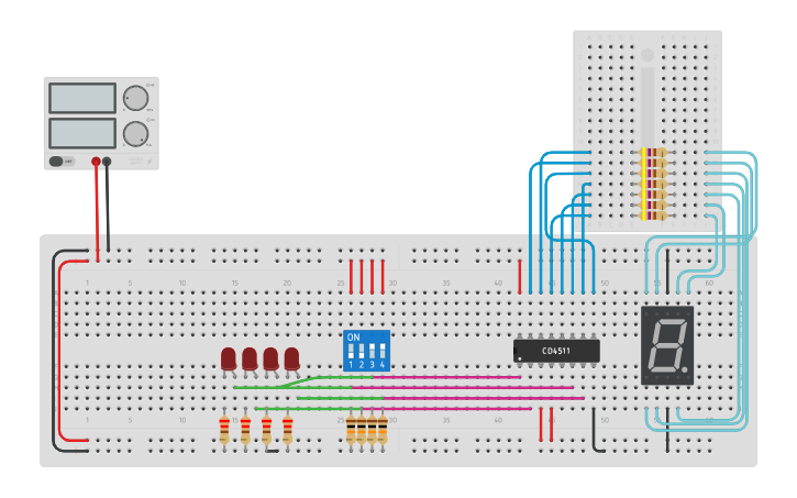 Circuit design 7-Segment Display (Common Cathode) - Tinkercad