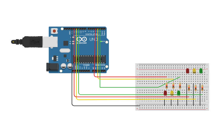 Circuit design TWO WAY TRAFFIC SIGNALS - Tinkercad