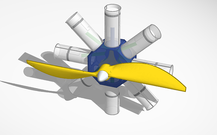 3D design 8 cylinder engine airplane propeller - Tinkercad